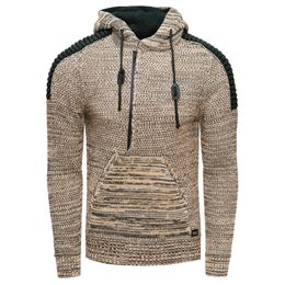 Rusty Neal 1/2 Zip Grobstrick Kontrast Kapuzen-Pullover