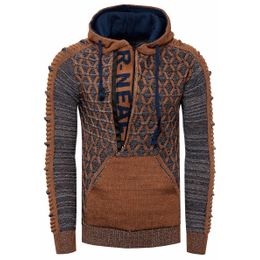 Rusty Neal 1/2 Zip Kontrast Grobstrick Kapuzen-Pullover