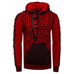 Rusty Neal 1/2 Zip Kontrast Grobstrick Kapuzen-Pullover