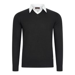 Cappuccino Italia Mock Pullover f&uuml;r Herren. Der Mock Pullover besteht aus 50% Baumwolle und 50% Acryl und hat eine normale Passform. Der Pullover hat einen Hemdkragen, der an den Pullover angen&auml;ht ist. Marke: Cappuccino ItaliaModellname: Mock Pullover (mit Hemdkragen)Kategorie: Pullover f&uuml;r HerrenMaterialien: Baumwolle, AcrylFarbe: schwarz, grau