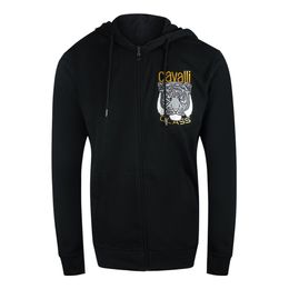 Cavalli Class - Schwarzer Kapuzenpullover Mit Rei&szlig;verschluss Und Tiger-grafiklogo