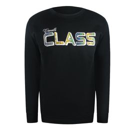 Cavalli Class - Schwarzes Sweatshirt Mit Rundhalsausschnitt Und Leuchtendem Blumenlogo