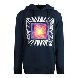 Cavalli Class Asymmetric Box Design Marineblauer Kapuzenpullover