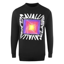 Cavalli Class Asymmetric Box Design Schwarzes Sweatshirt