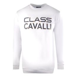 Cavalli Class grosses weisses Sweatshirt mit auffalligem Logo-Design