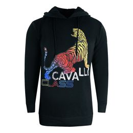 Cavalli Class &ndash; Kapuzenpullover mit Tiger-Logo, Schwarz