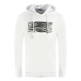 Cavalli Class Zebra-Print-Logo Wei&szlig;er Hoodie