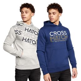 CrossHatch - "Shardo" Kapuzenpullover f&uuml;r Herren (2er-Pack) (Marineblau/Grau meliert)