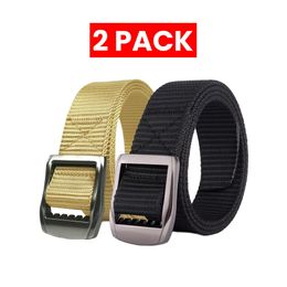 Enzo | 2er Pack Herren Leineng&uuml;rtel - Beige & Schwarz