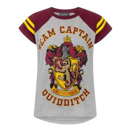Harry Potter offizielles M&auml;dchen Gryffindor Quidditch Team Captain T-Shirt (Grau/Kastanie)