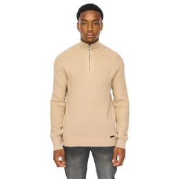 Duck and Cover - "Potenza" Pullover f&uuml;r Herren, mit kurzem Rei&szlig;verschluss, Jerseyware (Steinfarben)