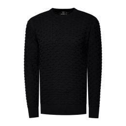 Rusty Neal Grobstrick mit Muster Einfarbig Rundhals-Pullover