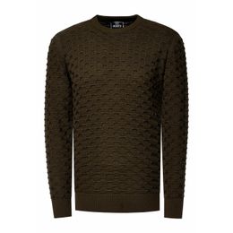 Rusty Neal Grobstrick mit Muster Einfarbig Rundhals-Pullover