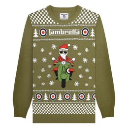 Lambretta - "AW25" Pullover f&uuml;r Herren, weihnachtliches Design (Khaki)