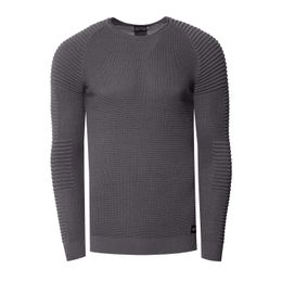 Rusty Neal Slim Fit Feinstrick Biker Rundhals-Pullover