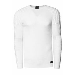 Rusty Neal Slim Fit Feinstrick Biker Rundhals-Pullover