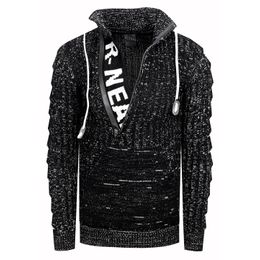 Rusty Neal 1/2 Zip Grobstrick Stehkragen-Pullover