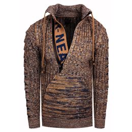 Rusty Neal 1/2 Zip Grobstrick Stehkragen-Pullover
