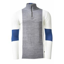 Rusty Neal Feinstrick-Pullover im Colorblock-Stil mit Stehkragen