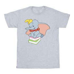 Disney - "Dumbo Sitting On Books" T-Shirt f&uuml;r M&auml;dchen (Grau)
