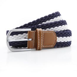 Asquith & Fox Herren Zweifarbiger Streifen Flechtg&uuml;rtel (Navy/Wei&szlig;)