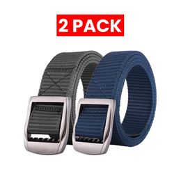 Enzo | 2er-Pack Herren Canvas-G&uuml;rtel - Grau & Marineblau