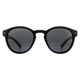 Polaroid Runde Herren Schwarz Grau Polarisierte Sonnenbrille