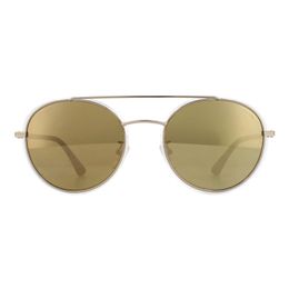 Police Round Mens Light Gold Crystal Grey Brown Gold Mirror Sonnenbrillen