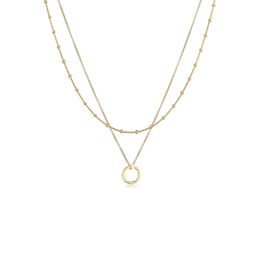 Gliederkette Elli "Layer Kugelkette Kreis Rund 925 Silber", gold, Halsketten, Damen, 43, ohne Stein, Silber 925 (Sterlingsilber), L: 43, Gliederkette