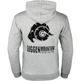 GUGGEN Mountain Herren Wandern Kapuzenpullover H06 mit Rei&szlig;verschluss mit Logo Hellgrau