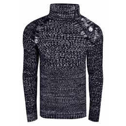 Rusty Neal Side Button-Placket Grobstrick Rollkragen-Pullover