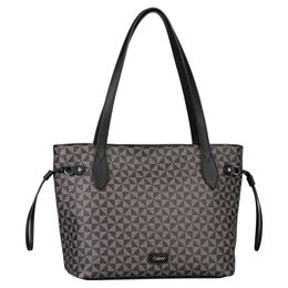 Shopper Gabor "Barina", Damen, Gr. B/H/T: 41,5cm x 29cm x 13cm, schwarz, Polyurethan, beschichtet, gepflegt, kontrastfarbene Details, Taschen Shopper, aus Lederimitat mit charakteristischem All-Over-Druck und Metall Logo