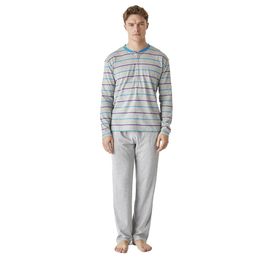 Herren-Pyjama aus lang&auml;rmeliger, halbgeschlossener Baumwolle JJBEP5500