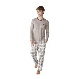 JJB18 Herren Schlafanzug mit langen &Auml;rmeln aus Baumwolle