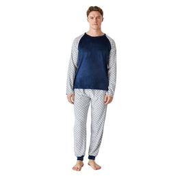 Herren-Winterpyjama aus Samt mit langen &Auml;rmeln JJBEP5301