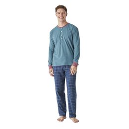 Langarm-Rundhals-Baumwollpyjama f&uuml;r Herren JJB12