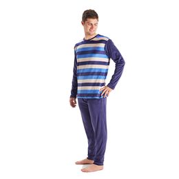MUNICH MU3 Herren-Pyjama aus Samt mit Rundhalsausschnitt und langen &Auml;rmeln