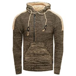 Rusty Neal 1/2 Zip Grobstrick Kontrast Kapuzen-Pullover