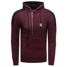Rusty Neal 1/2 Zip Grobstrick Kontrast Kapuzen-Pullover