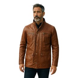 Braune Milit&auml;rjacke aus Leder f&uuml;r Herren &ndash; Moura