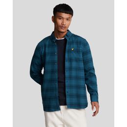 Lyle & Scott Flanellhemd f&uuml;r Herren mit Ton in Ton kariertem Karomuster in Marine