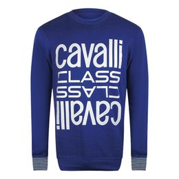 Cavalli Class - Sweatshirt Mit Rundhalsausschnitt Und Kr&auml;ftigem Multi-logo In Irisblau