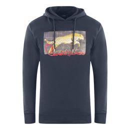 Cavalli Class Sprinting Leopard Logo Navy Blau Hoodie