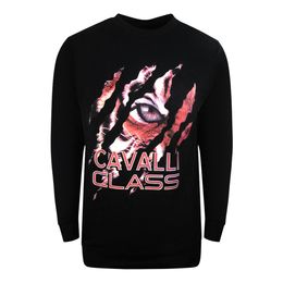 Cavalli Class Peeking Tiger Design Schwarzes Sweatshirt
