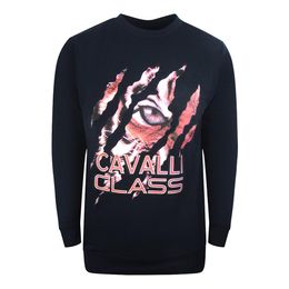 Cavalli Class Peeking Tiger Design Marineblaues Sweatshirt