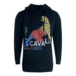 Cavalli Class &ndash; Kapuzenpullover mit Tiger-Logo in Marineblau