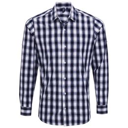 Premier - "Mulligan" Hemd f&uuml;r Herren Lang&auml;rmlig (Wei&szlig;/Marineblau)