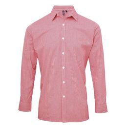 Premier - "Gingham" Hemd f&uuml;r Herren Lang&auml;rmlig ()