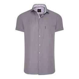 Cappuccino Italia Kurzarmbluse f&uuml;r Herren. Die Bluse ist aus 100% Baumwolle und hat eine normale Passform. Marke: Cappuccino ItaliaModellname: Kurzarmbluse UniKategorie: HerrenMaterialien: BaumwolleFarbe: anthrazit, wei&szlig;