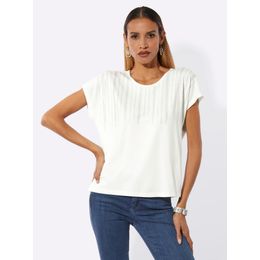 CR&Eacute;ATION L Rundhalsshirt CREATION L "Rundhals-Shirt", Damen, Gr. 48, ecru, 95% Viskose, 5% Elasthan, unifarben, Rundhals, Shirts Rundhalsshirt